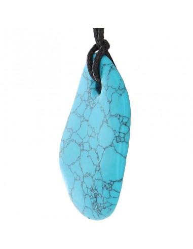Collier au large pendentif en Turquoise bleue, bienfaits lithothérapie ...